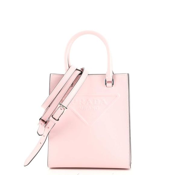 Prada | Bags | Prada Logo Drill Tote Leather Mini Pink | Poshmark